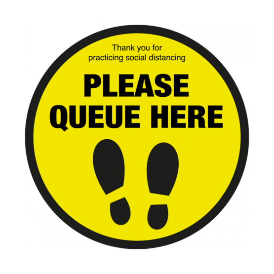 Please Queue Floor Sign